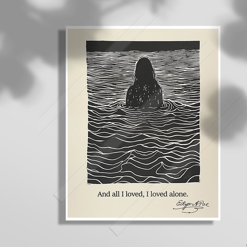 And All I Loved, I Loved Alone - Edgar Allan Poe Inspired Art Print ...