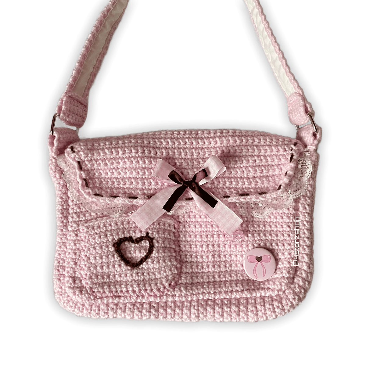 lacy heart messenger bag | 4starzshop