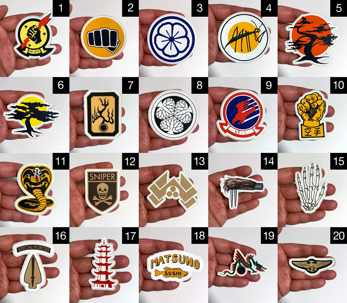 (20) Props & Emblems Stickers #1 • Kiss Cut • 3 Sizes | Preserved Dragons