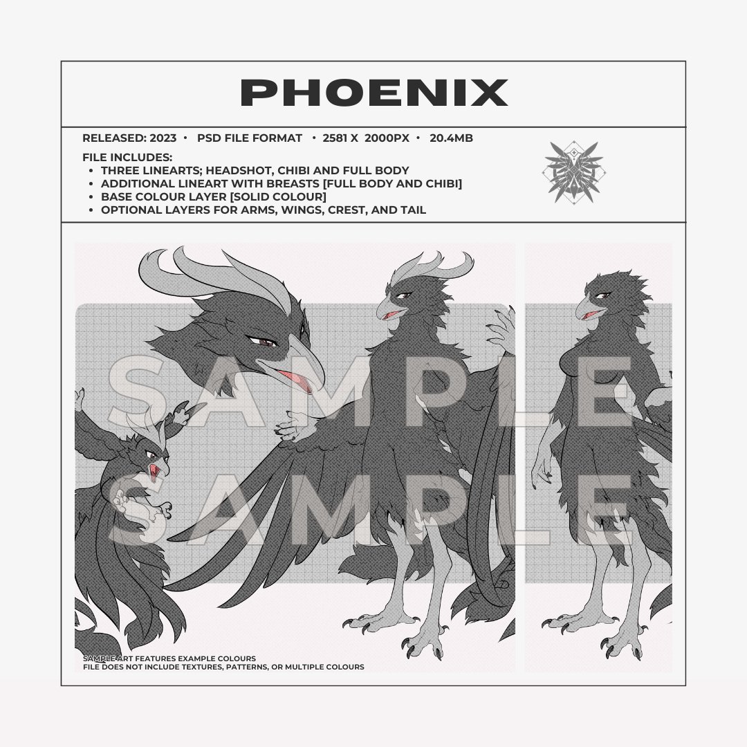 PHOENIX LINEART TEMPLATE | GODBIRDART