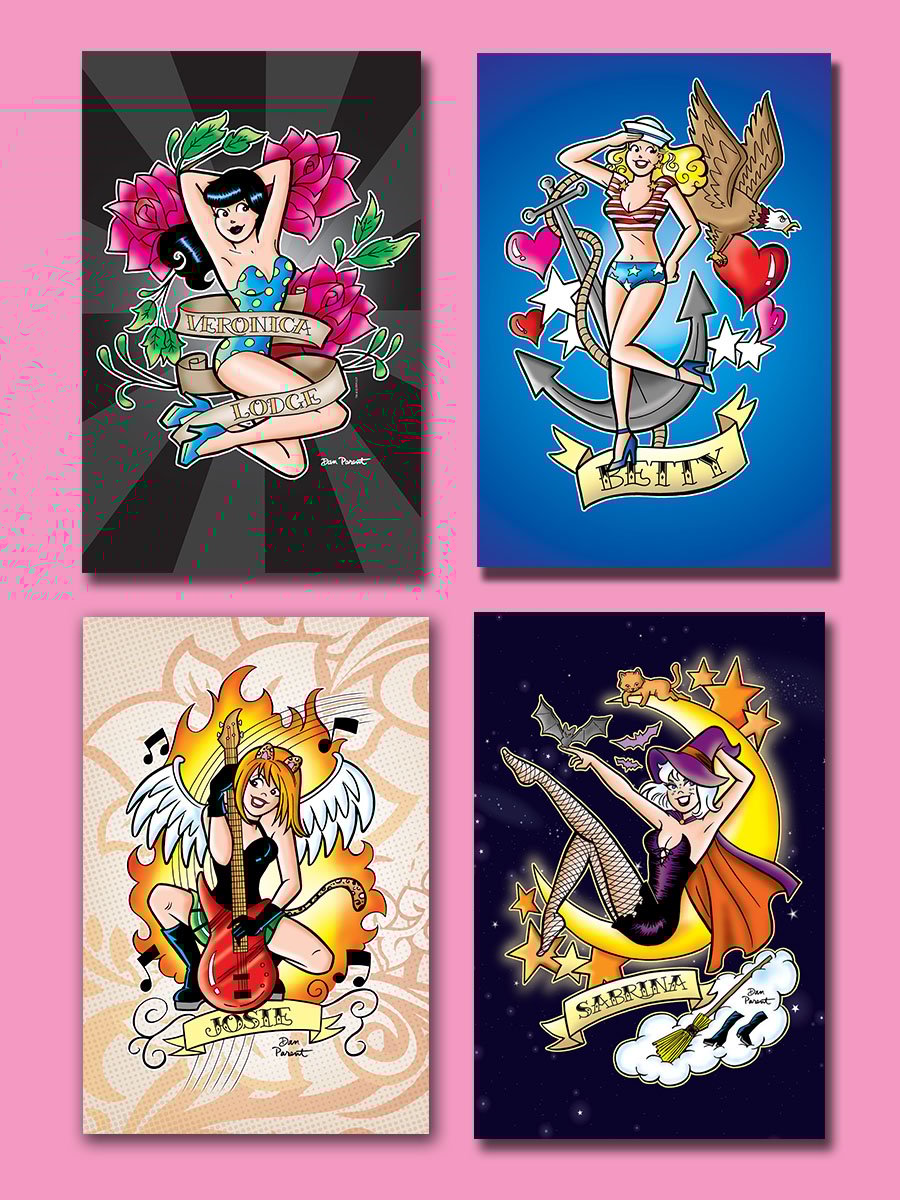 4 SET OF ARCHIE GIRLS TATTOO PRINTS | Dan Parent Store