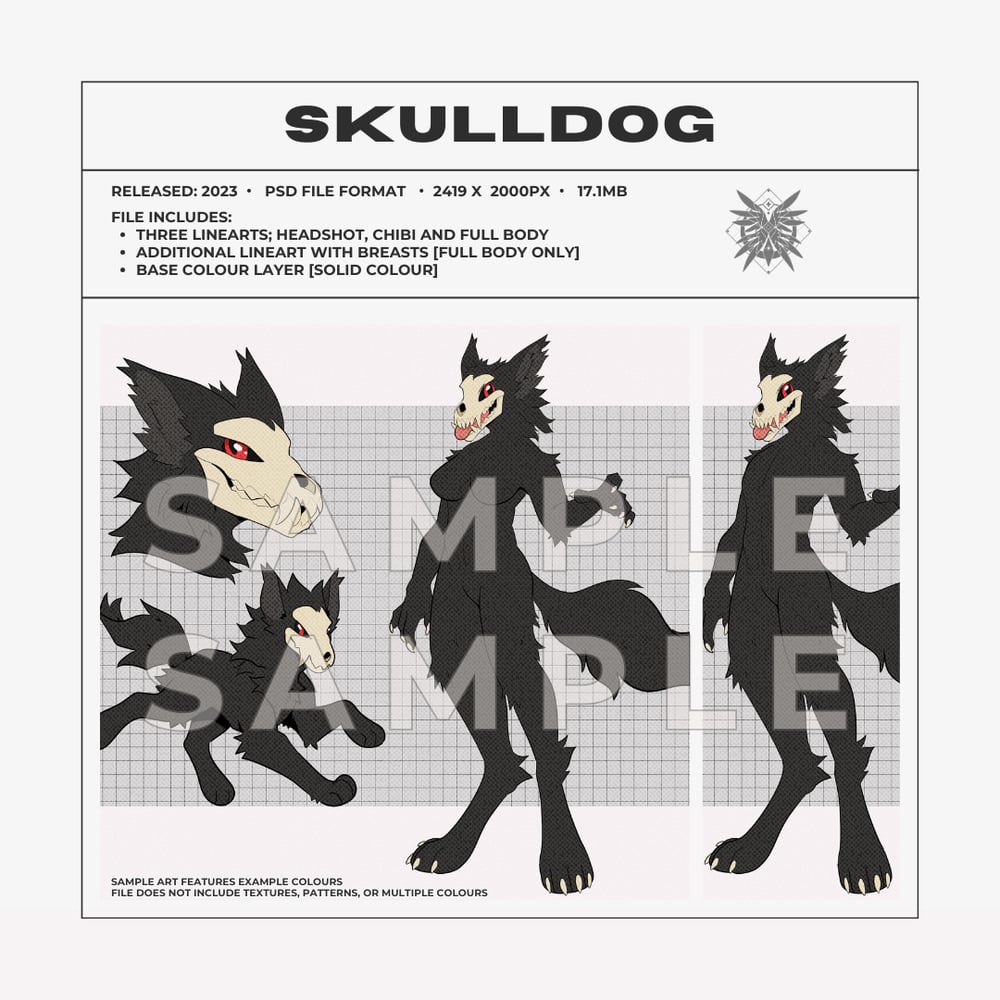 SKULLDOG LINEART TEMPLATE | GODBIRDART