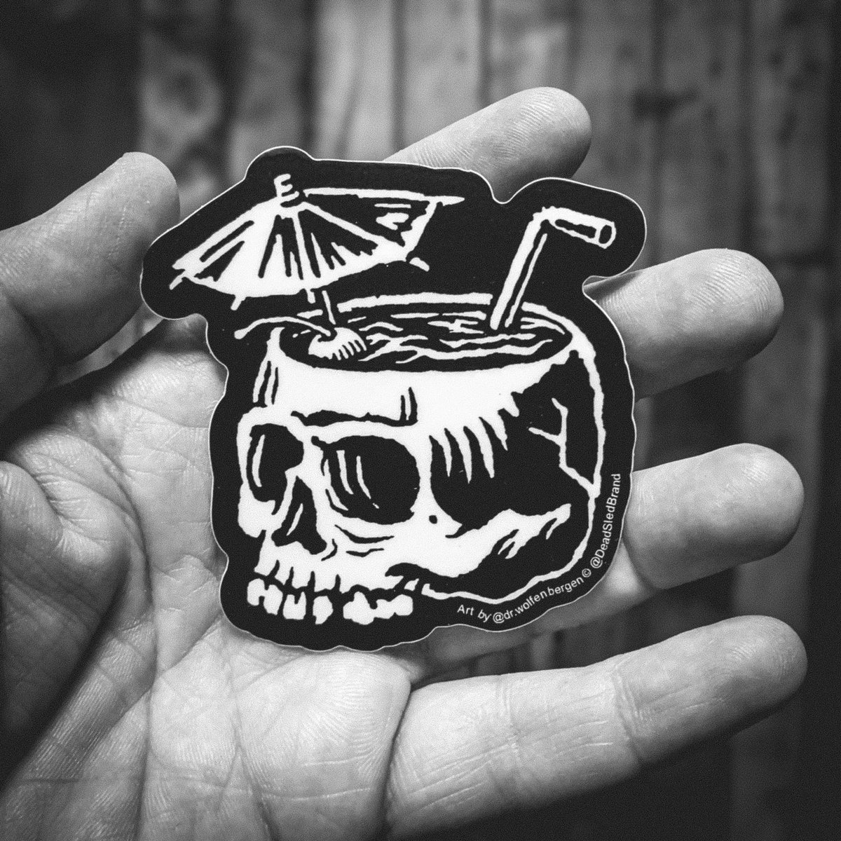 Spooky Luau Skull Cocktail 3-Inch Sticker | deadsledbrand