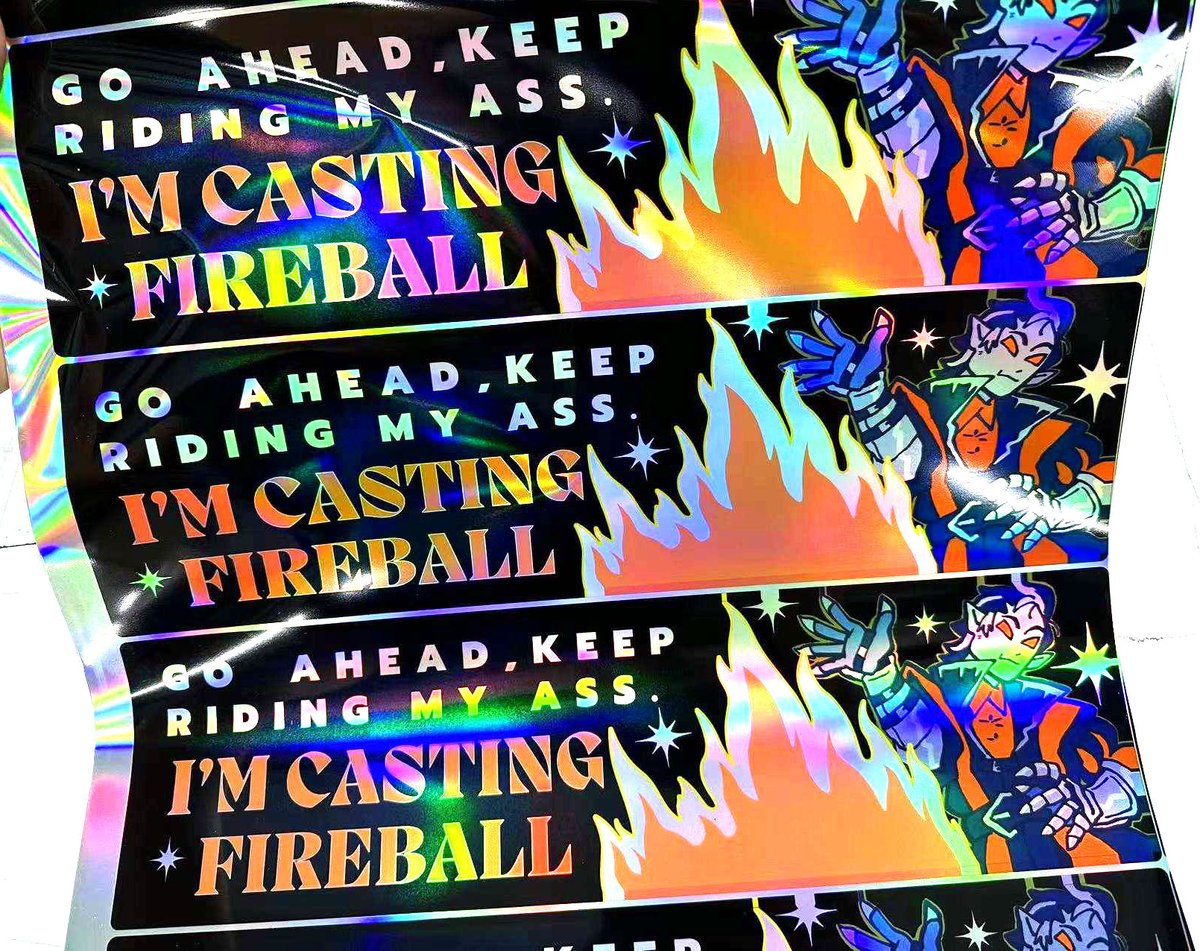 I'm Casting Fireball Holographic Bumper Sticker | wilddaggers