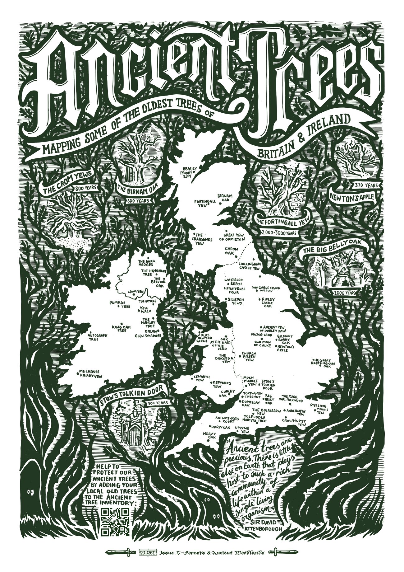 A3 ART PRINT FROM ISSUE 1 - FOLKLORE / FOLK HORROR MAP | Hwaet! Zine