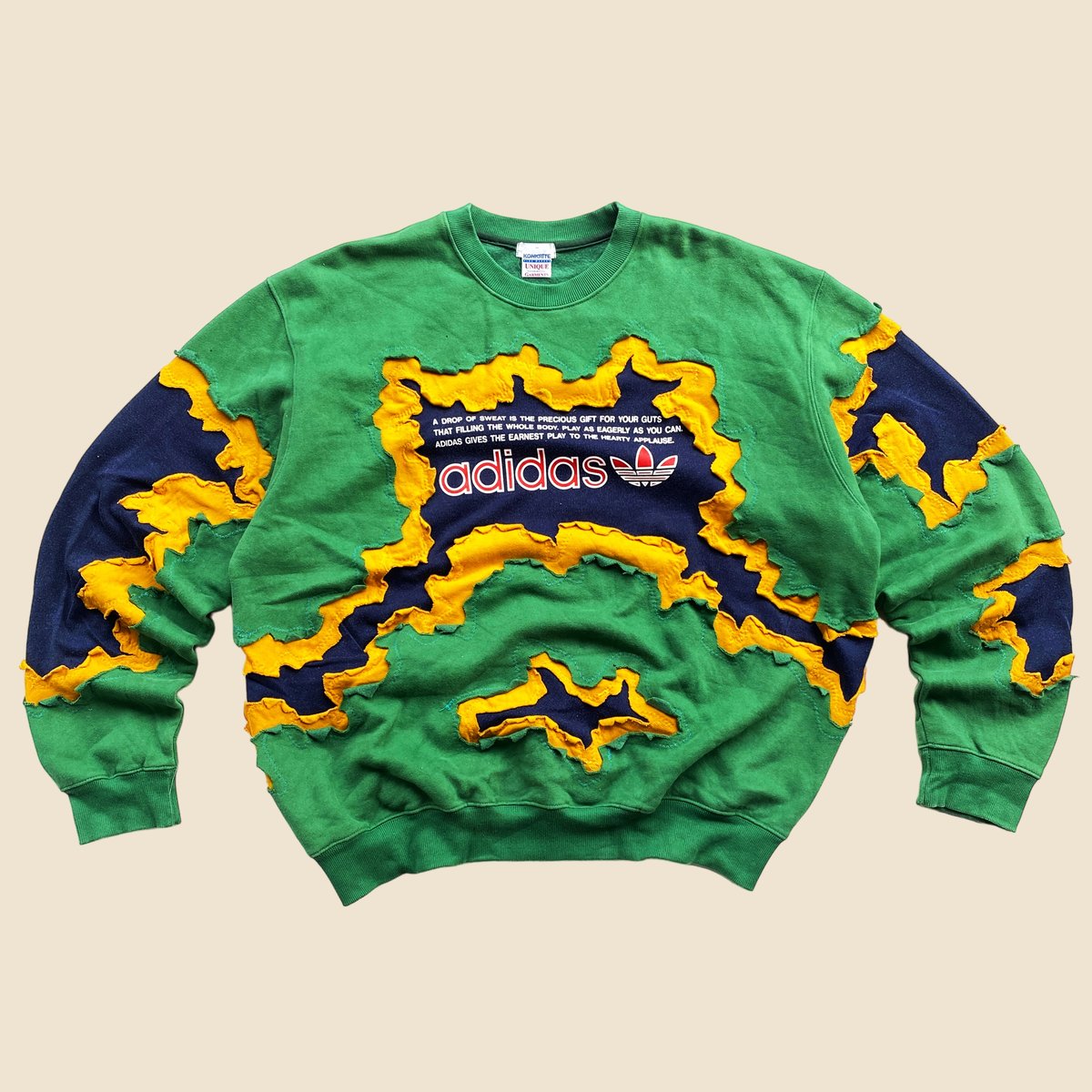 REWORKED ADIDAS CRACKED SWEATSHIRT SIZE L BOXY / XL | konkrite market