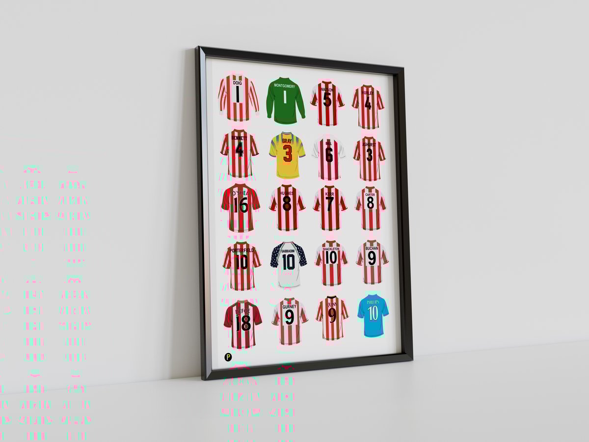 Sunderland Legends Shirts, Pennodraws Art Print | Pennodraws