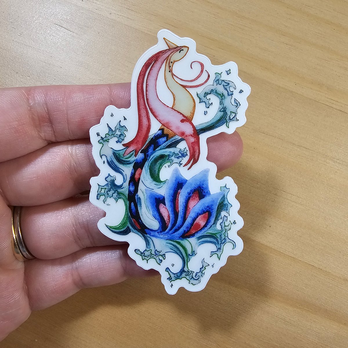artofthecards — Milotic Watercolor Transparent Vinyl Sticker