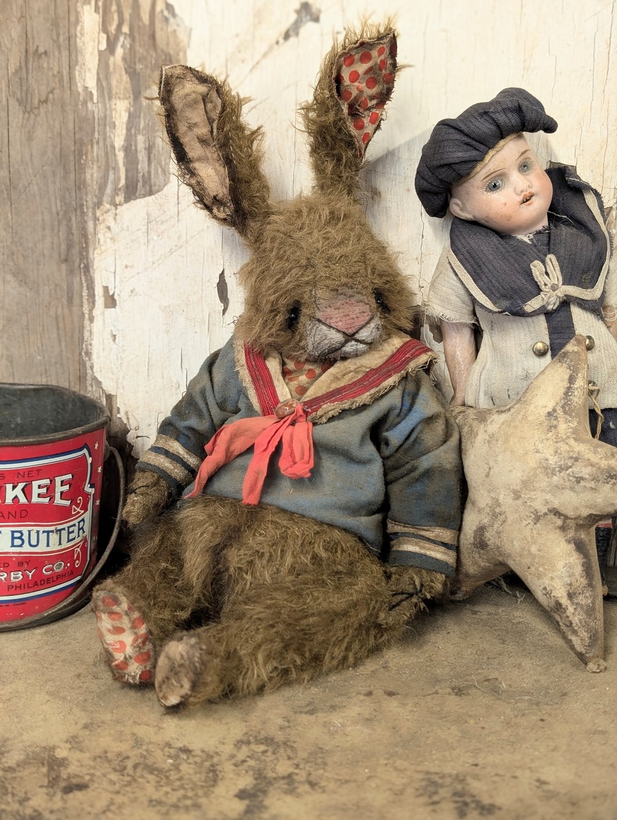 9" (11" incl ears) Vintage Sailor Mohair Bunny Rabbit by Whendi's Bears ...