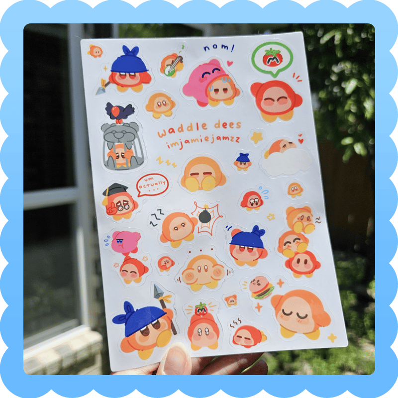 waddledee ️ waterproof vinyl sticker sheet | jeanini's art shop