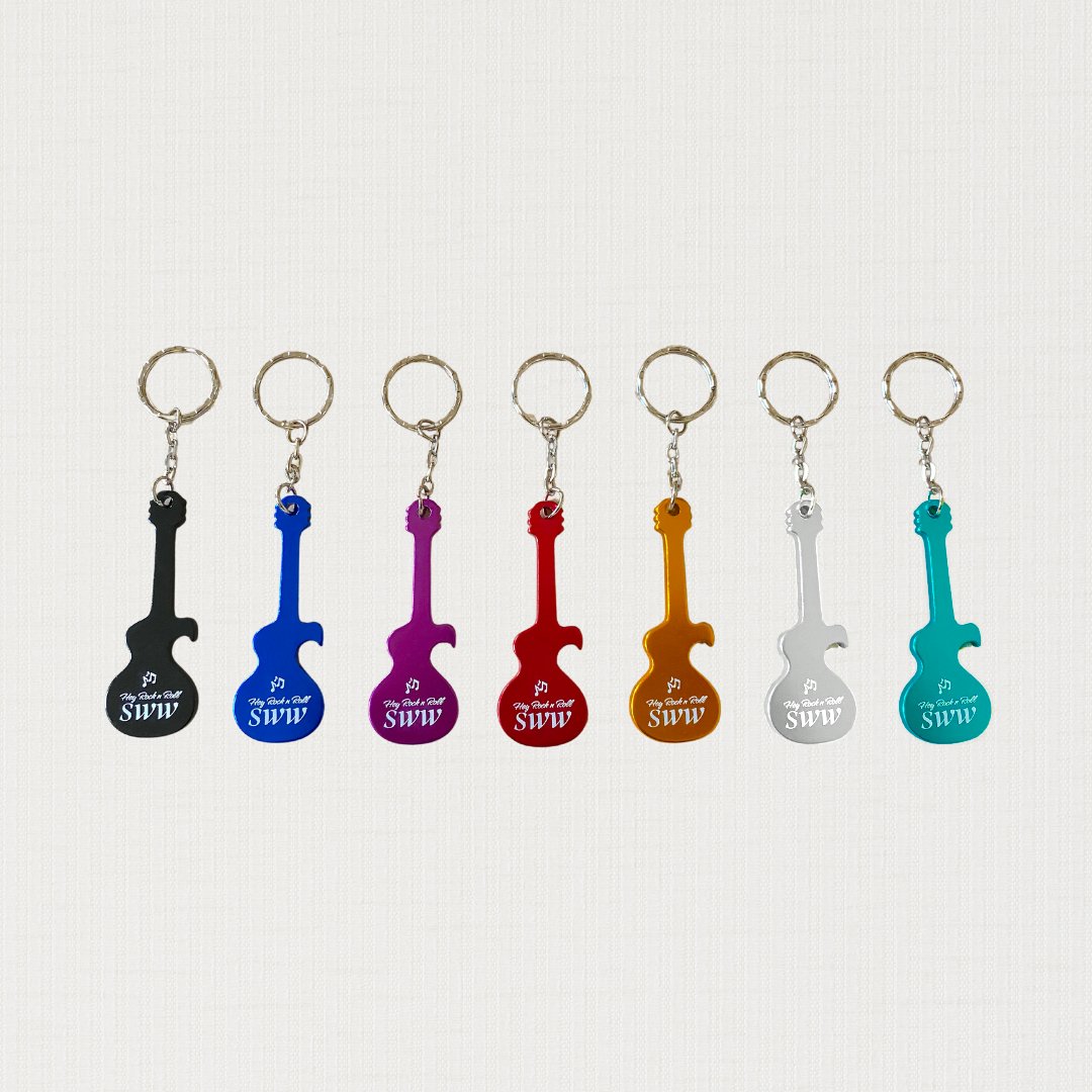 Rock & Roll Bottle Opener Guitar Keyring | Showaddywaddy