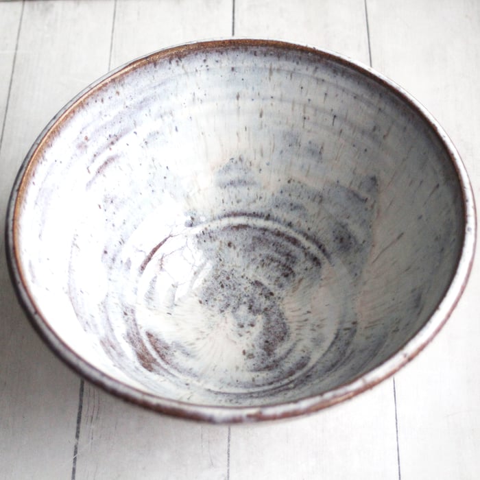 Gorgeous Medium Hand Carved Rustic Serving Bowl in Dripping White and ...