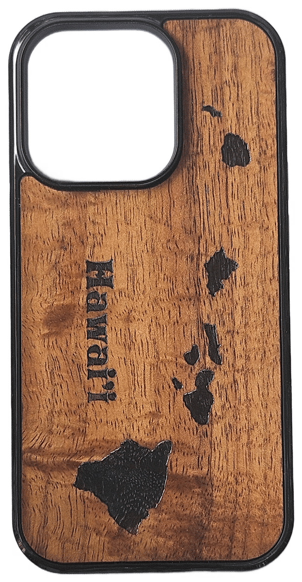 Hawaiian island chain Koa wood phone case | Island Laser Arts