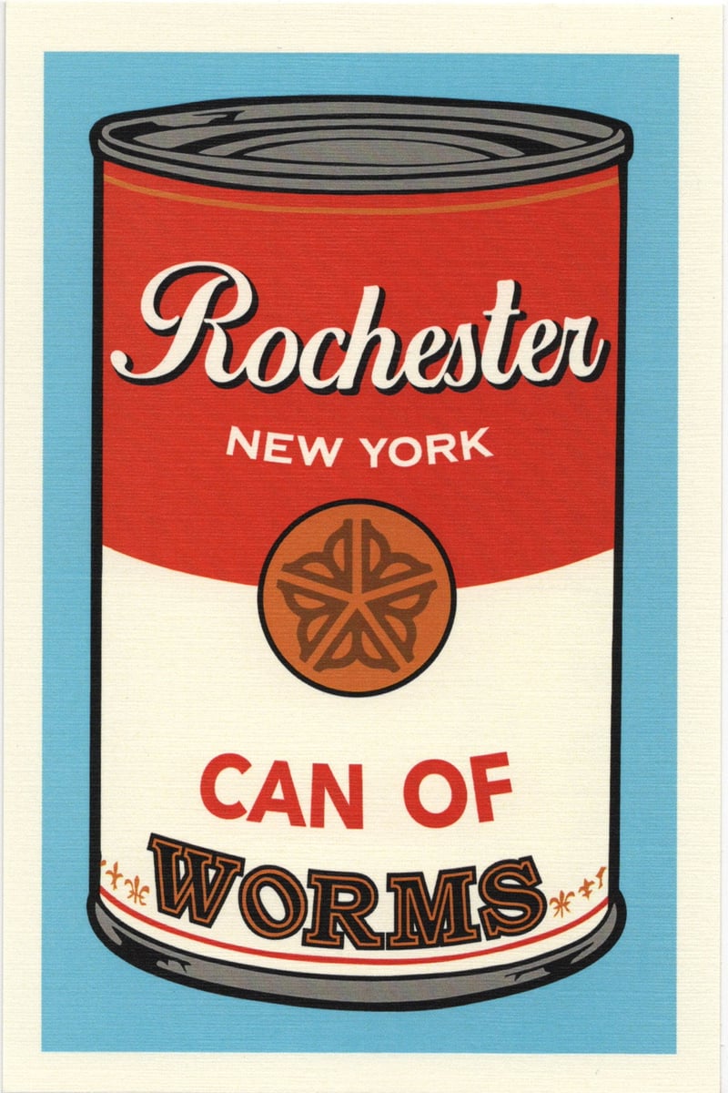 Rochester Can of Worms Postcard | Dellarious