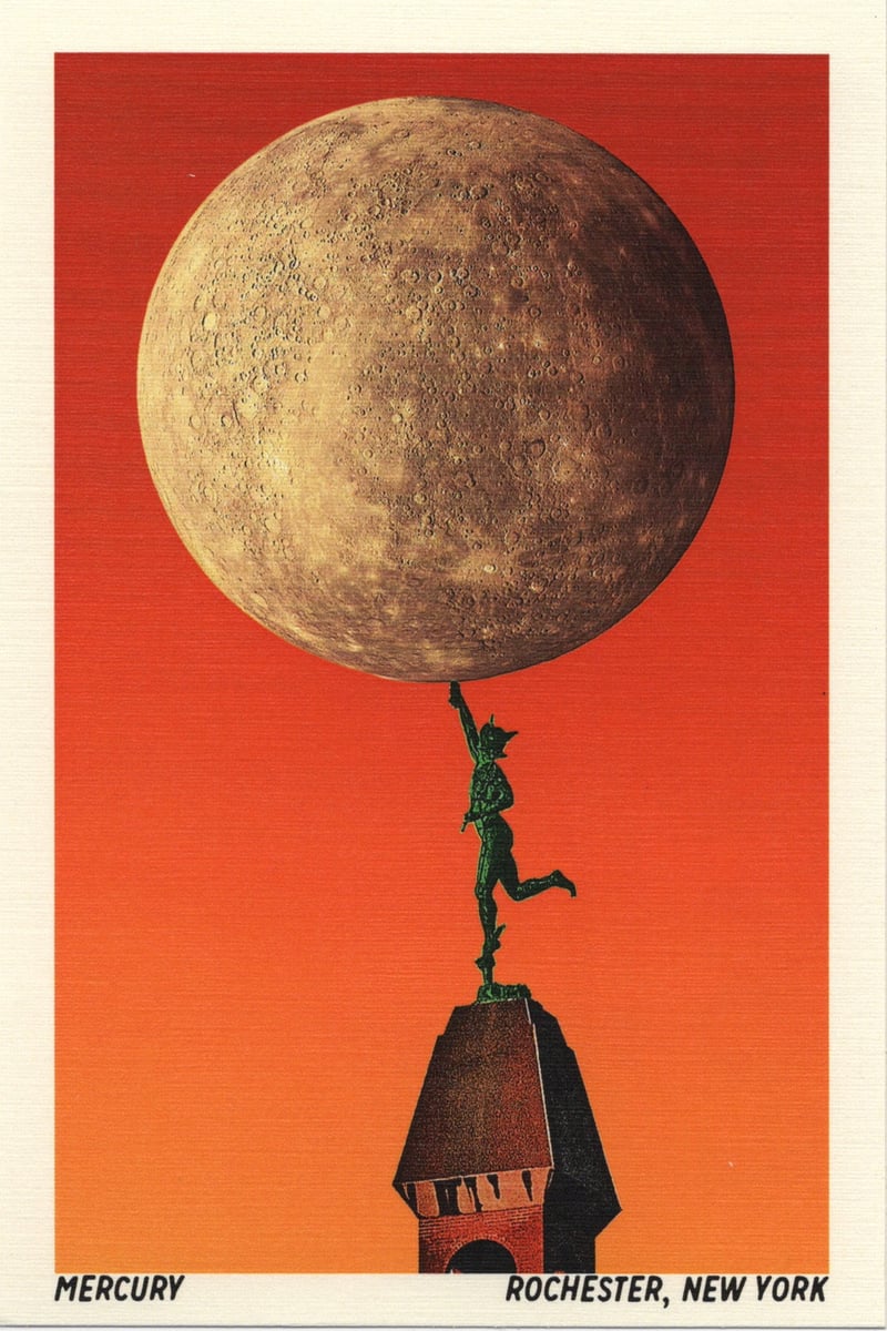 Rochester Mercury Statue Postcard | Dellarious