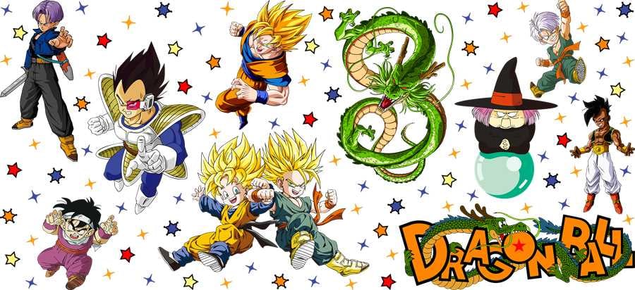 Double Sided Uv Dtf Wrap DBZ Cartoon | W0795 Dragon ball z | Okie Boujee