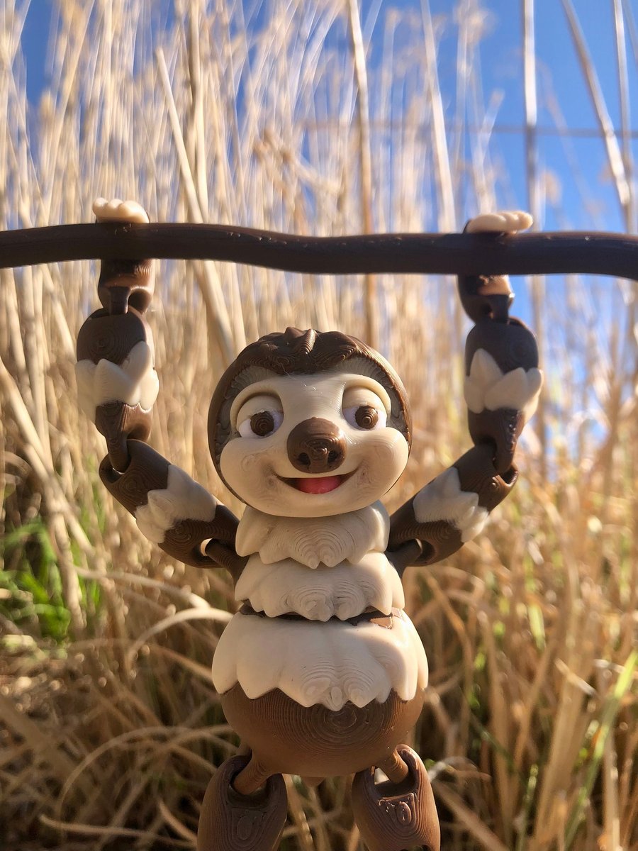 Adorable Articulated Sloth with Tree, multi-color 3D Print | River City ...