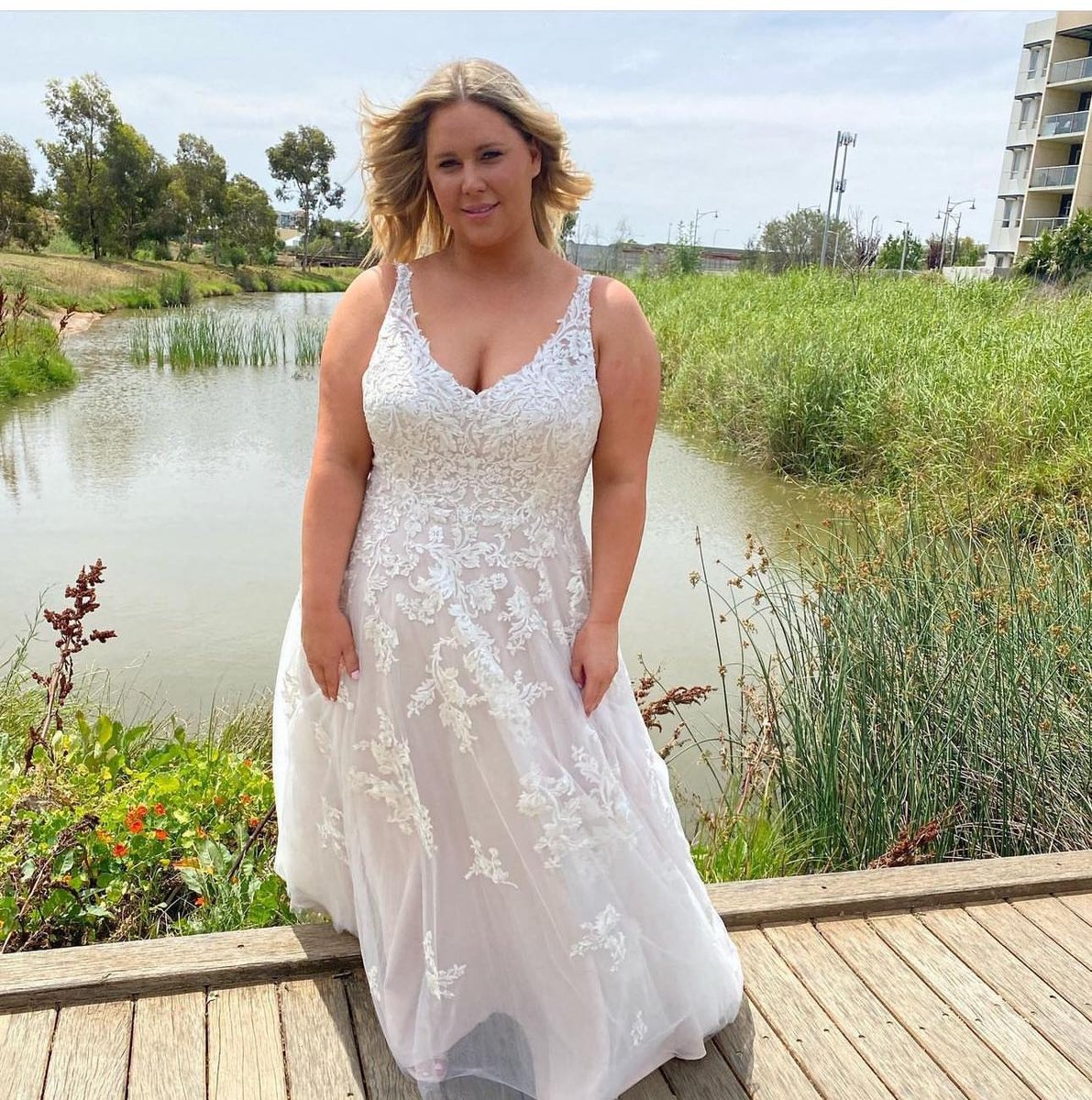 Mocha/Ivory Lace & Sparkle Tulle wedding Dress & Mid length veil. By ...