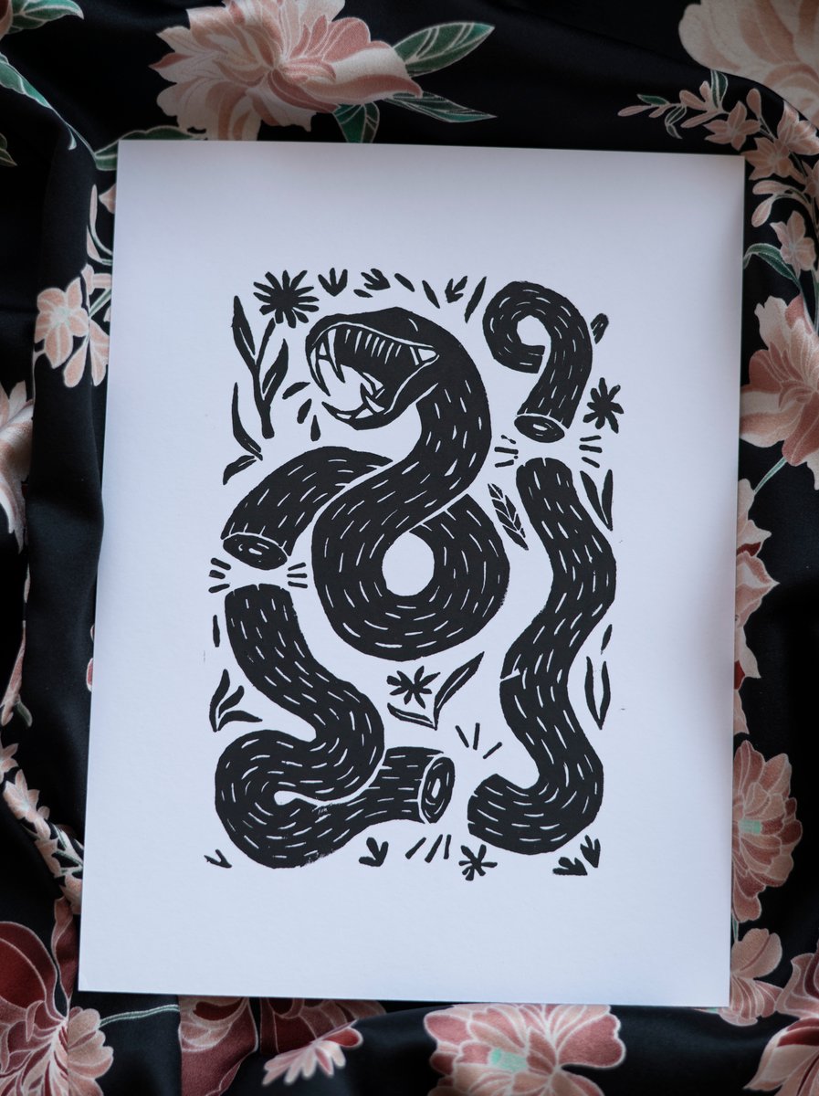 Snake Linocut Print | Boring House