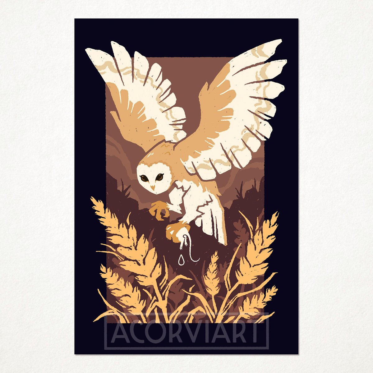 Barn Owl Postcard Print | acorviart