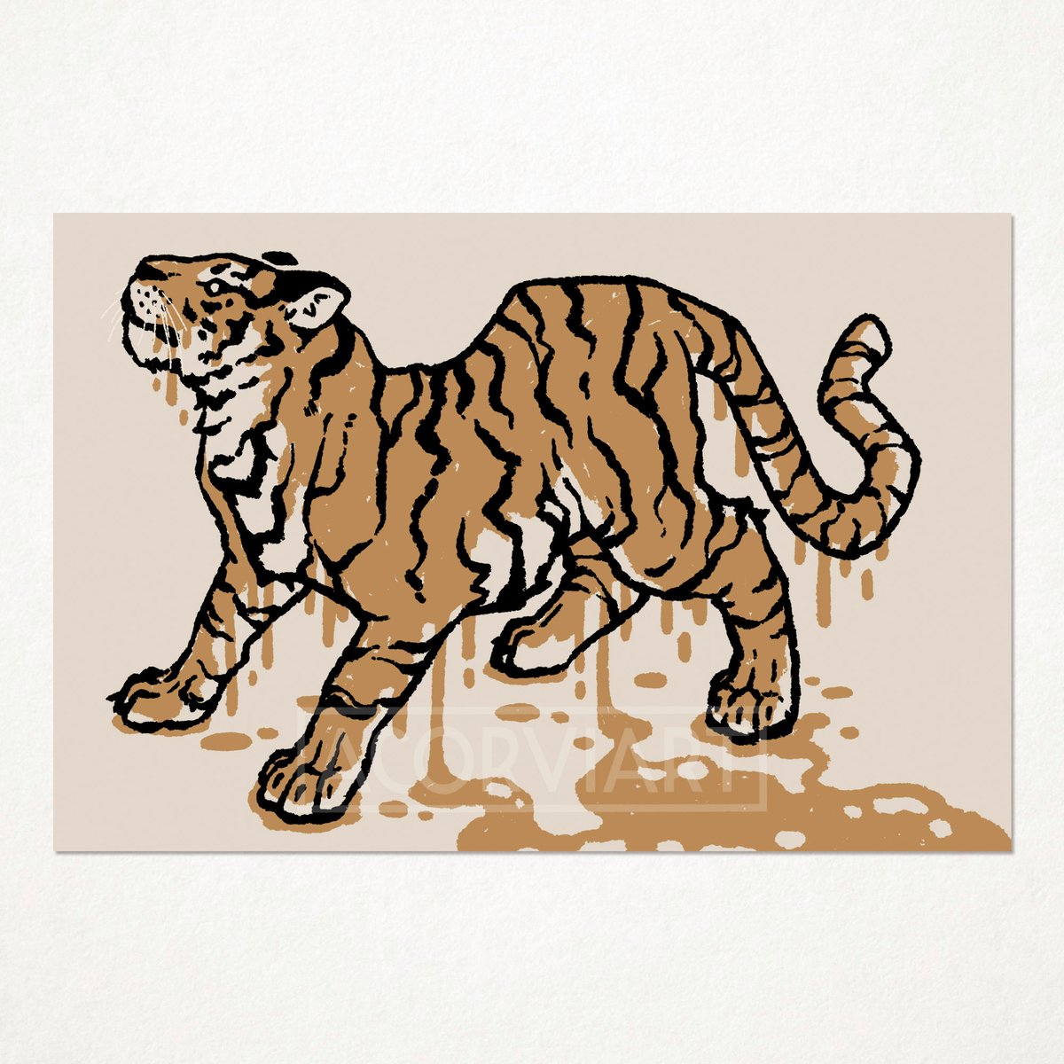 Dripping Tiger Postcard Print | acorviart