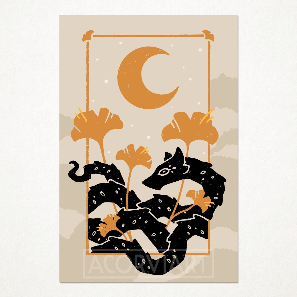 Moonlight Serpent (Ginkgo) Postcard Print | acorviart