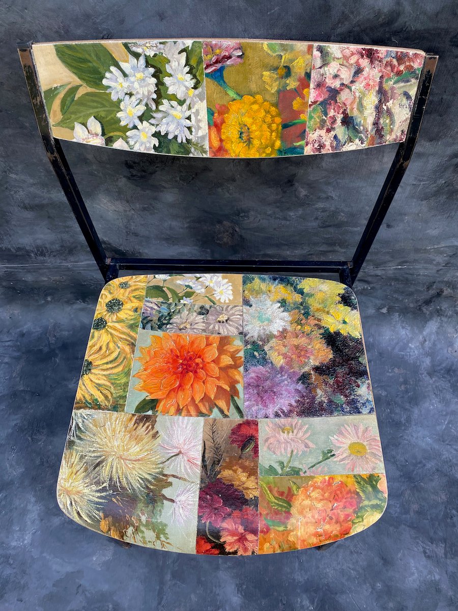 Swarm | painting chair - floral collage