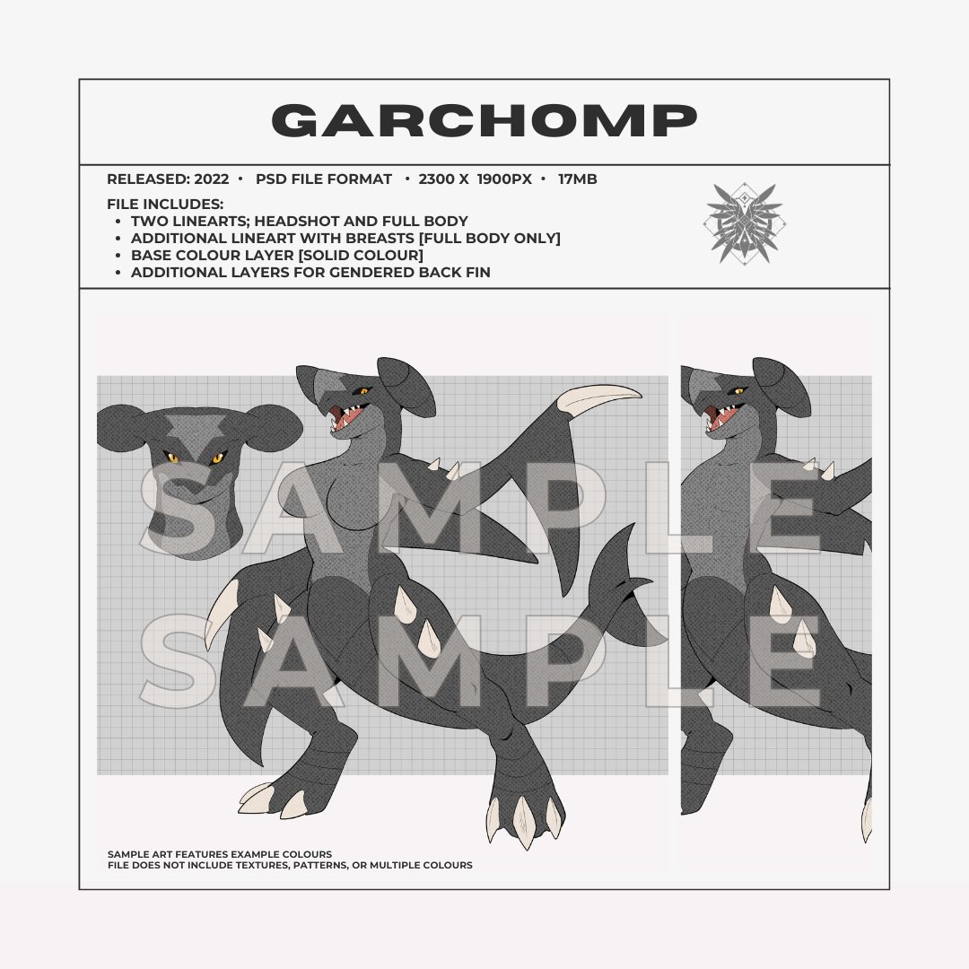 GARCHOMP LINEART TEMPLATE | GODBIRDART