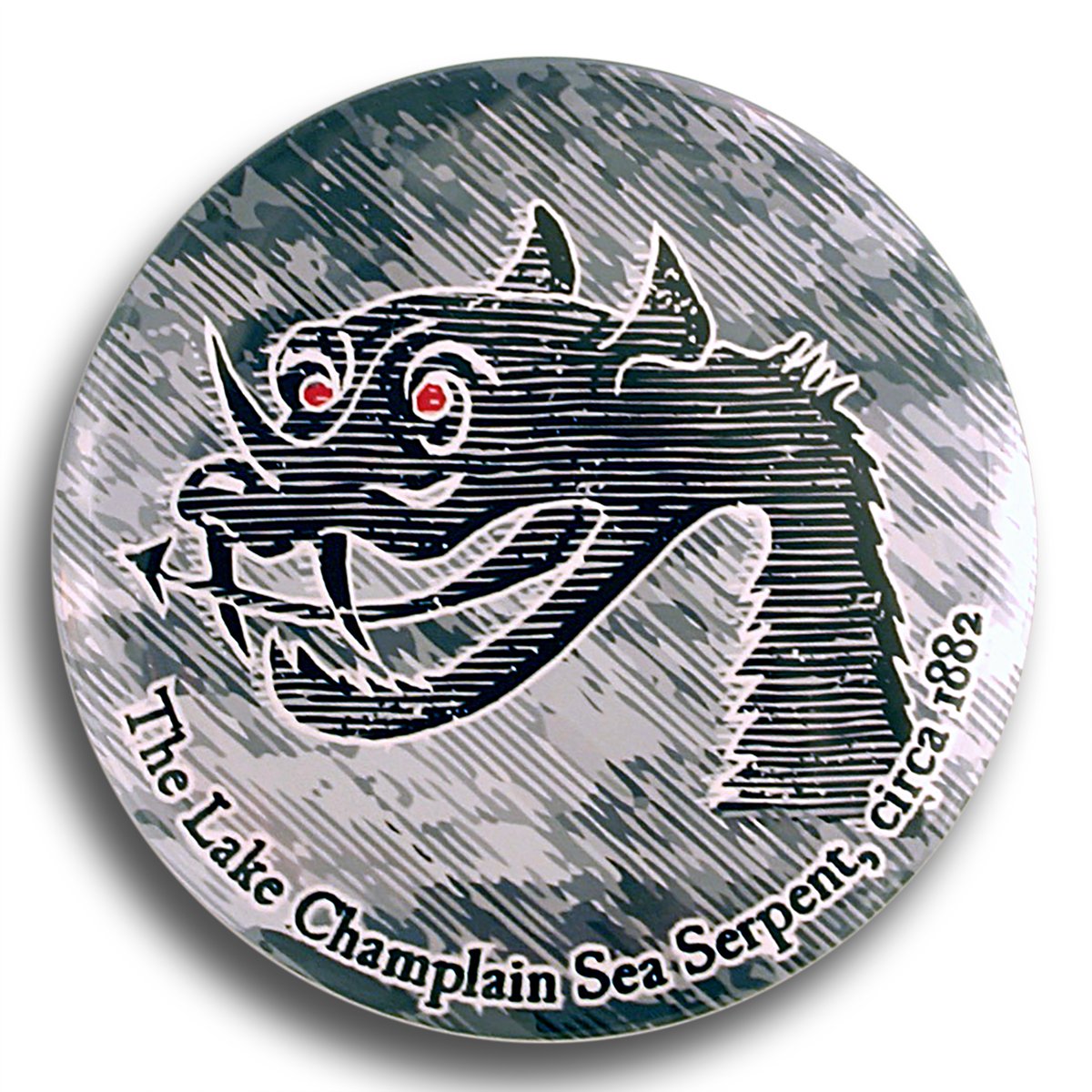 Lake Champlain Sea Serpent, circa 1882 3” Round Button | Home of Champ