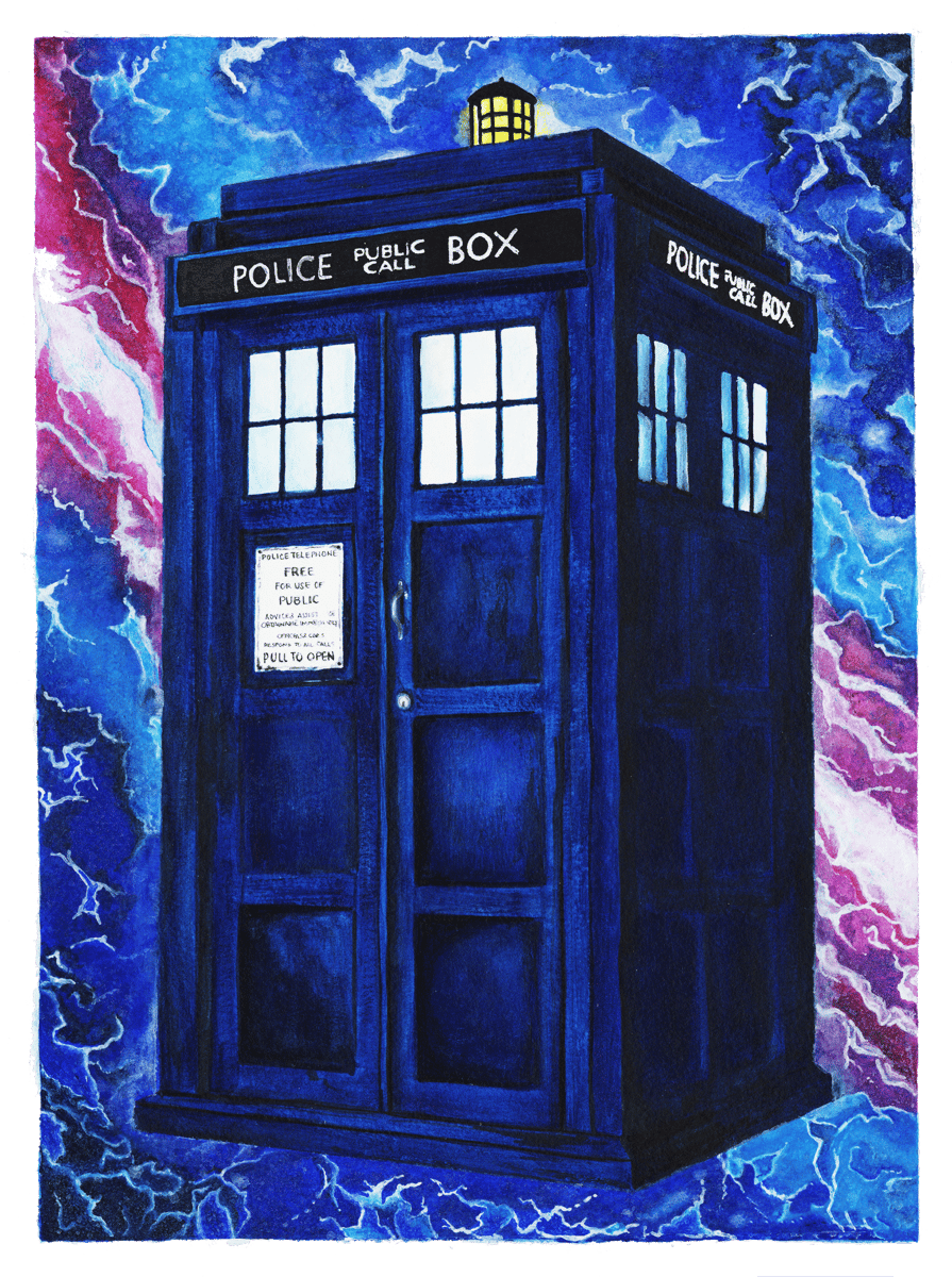 Dr Who - Tardis - Original Watercolor Art & Print | Kelly Maldonado Art