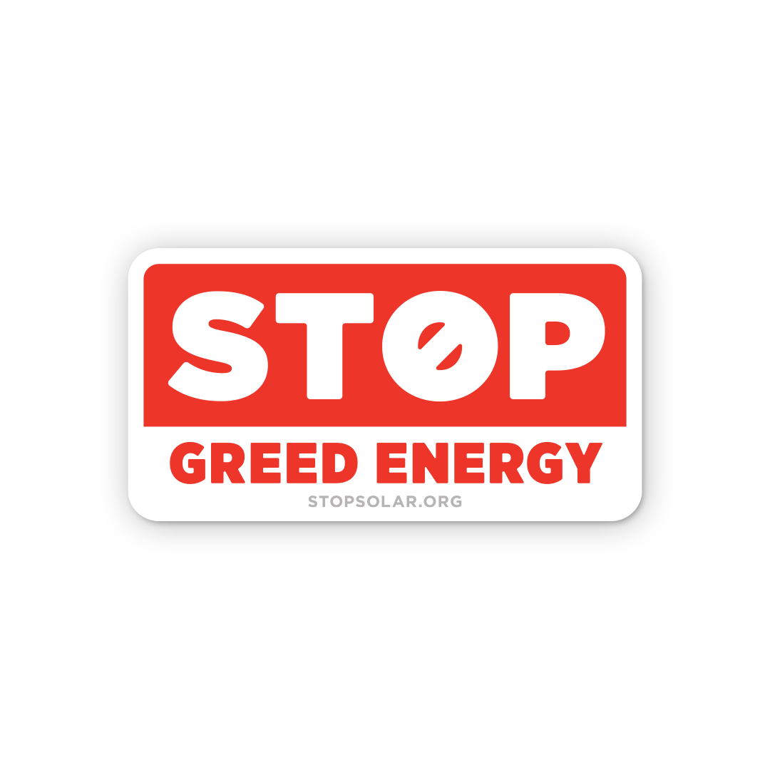'Stop Greed Energy' Car Magnet | Stop Solar Gear Store