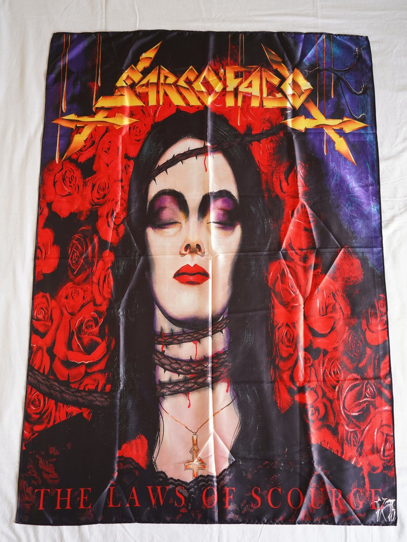 SARCOFAGO - The laws of scourge Flag (cloth poster Banner tapestry ...