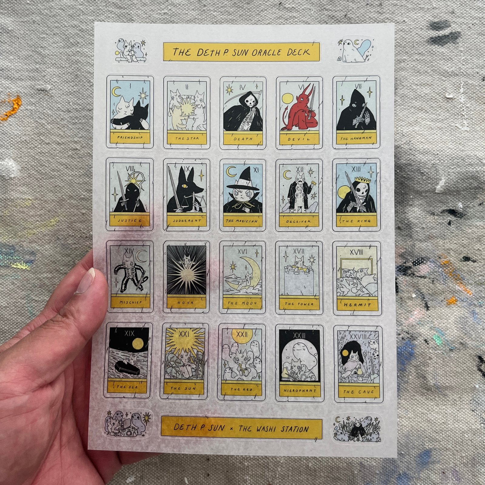 Oracle Tarot Deck Sticker Sheet / Deth P. Sun