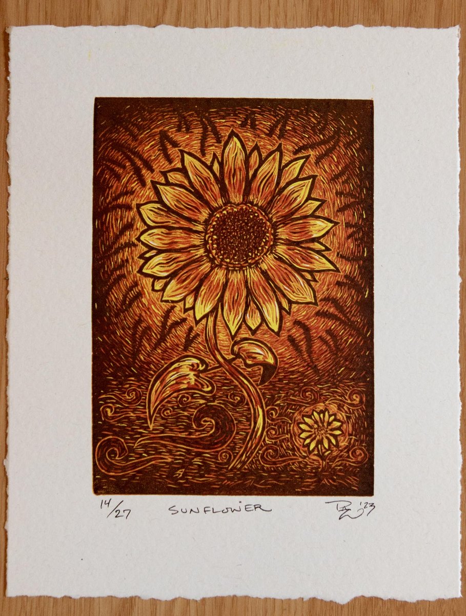 Sunflower Linocut | Paz Méndez Art