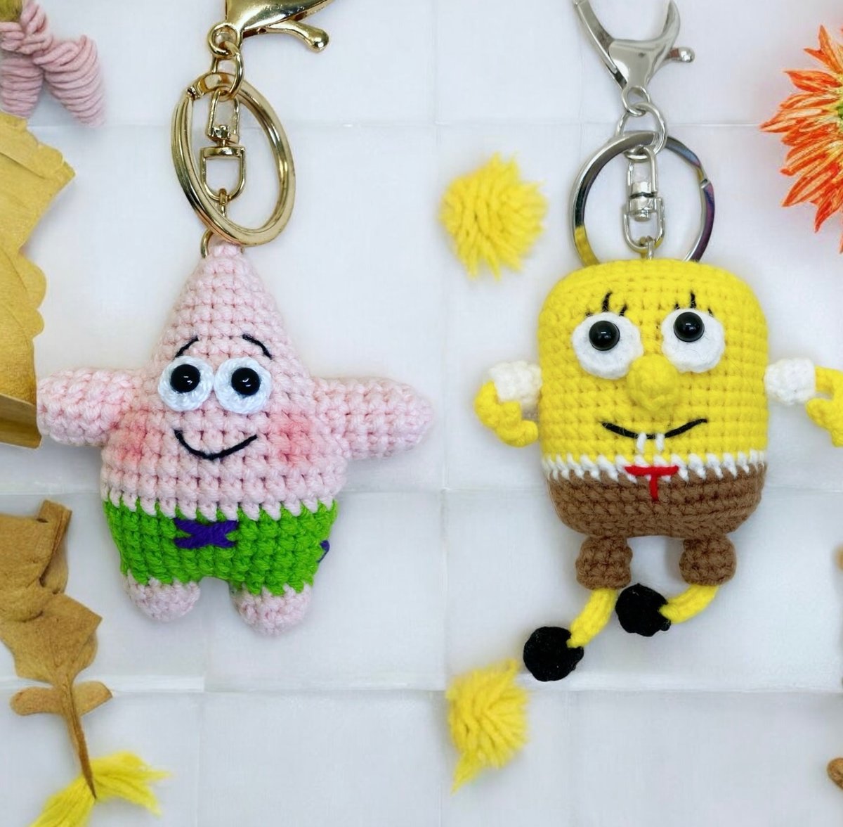 Patrick Star and SpongeBob Keyring | Cecilia Crochet