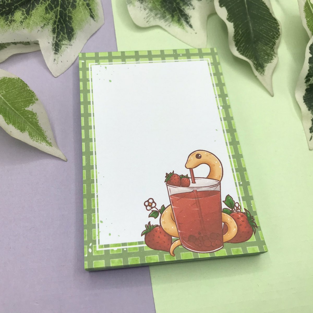 Small Cute Strawberry Snake Notepad - 92 | SenCrossArt