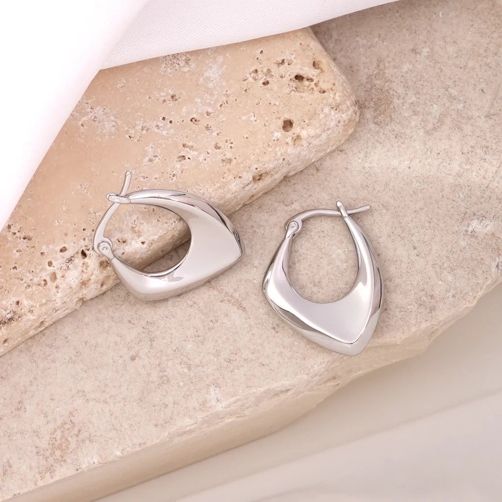 Oblong hoop earrings 925 silver | The Retro Room