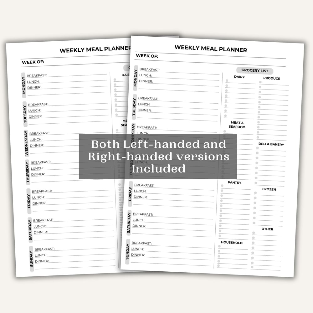 Weekly Meal Planner, Template for reMarkable 2 | Smart Planner Templates