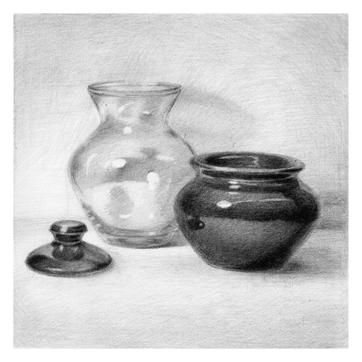 Still life. graphite drawing in frame, 28x28 cm, 2024 | ALENA POST