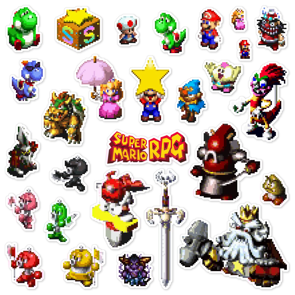 Super Mario RPG Sticker Set (28 Pieces) | SuperStickerClub.com | Video ...