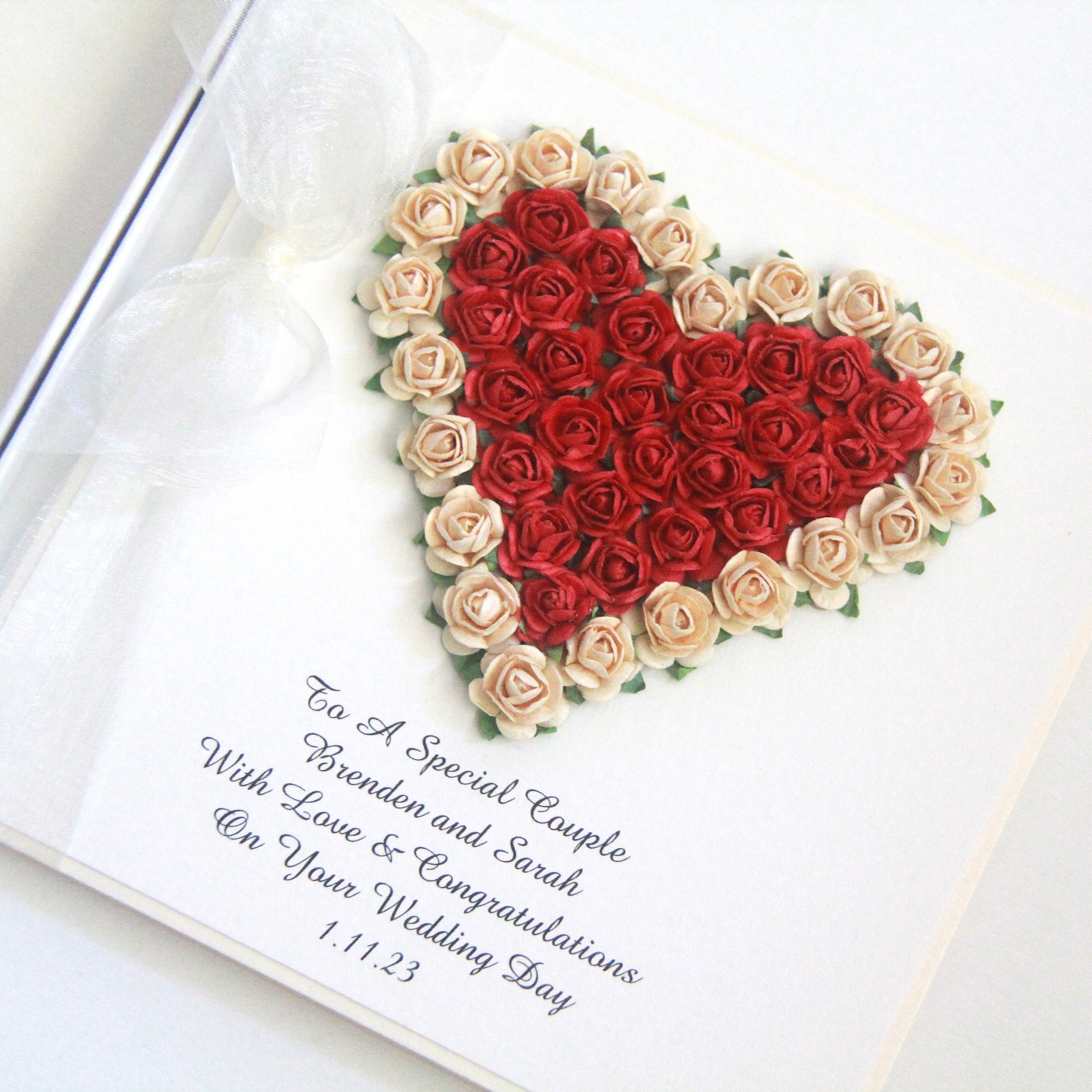 Customisable Wedding Card. Bespoke Luxury Wedding Card. Red Cream ...