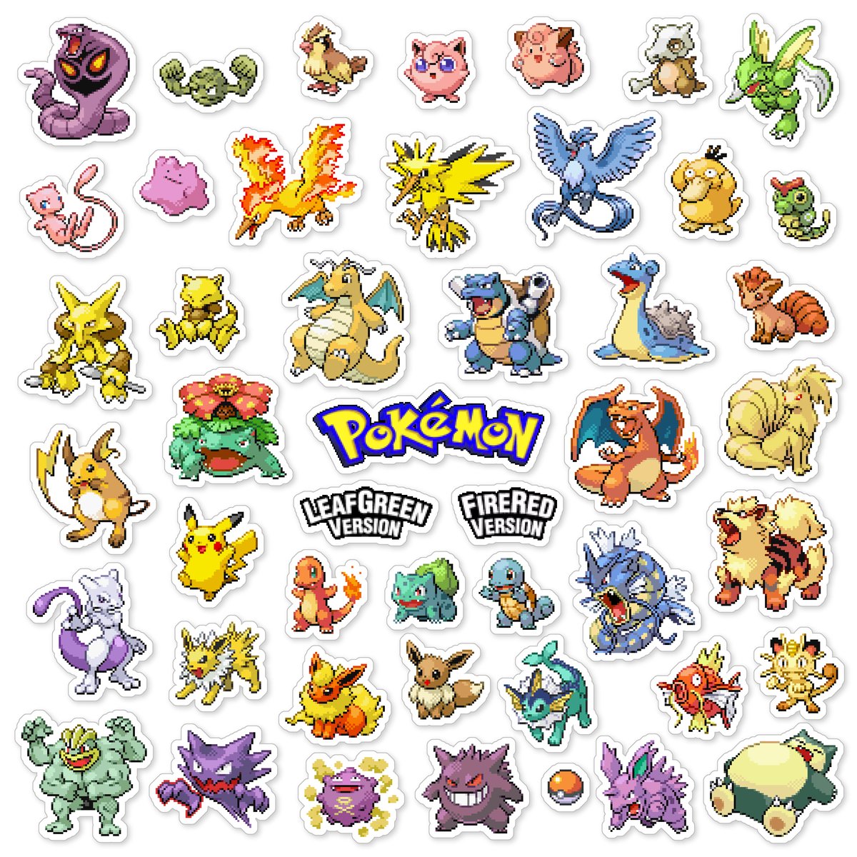 Pokemon FireRed & LeafGreen Generation I Sticker Set (47 Pieces ...