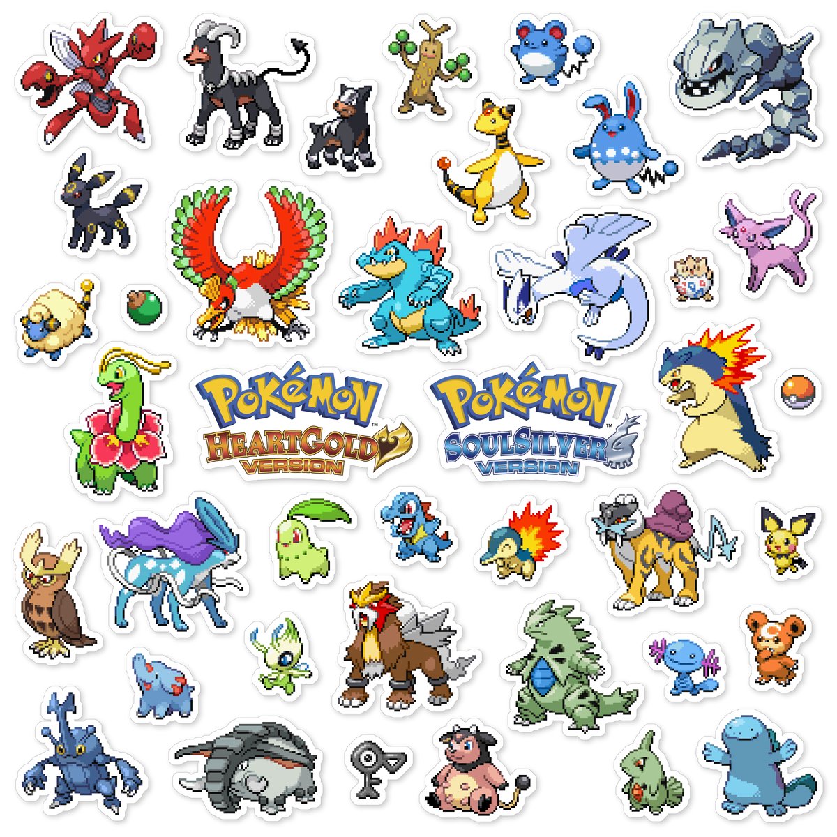 Pokemon HeartGold & SoulSilver Generation II Sticker Set (40 Pieces ...