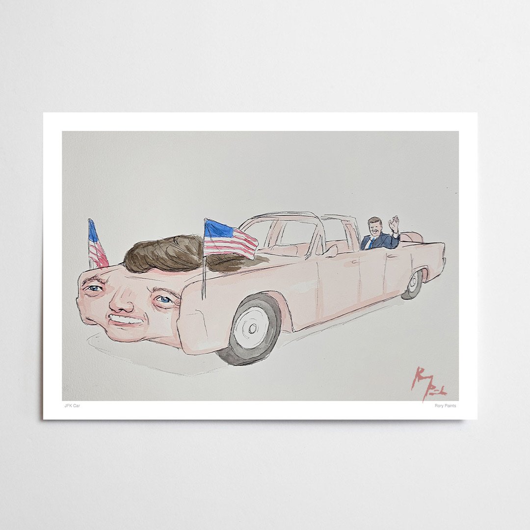 JFK Car signed print | Rory Paints