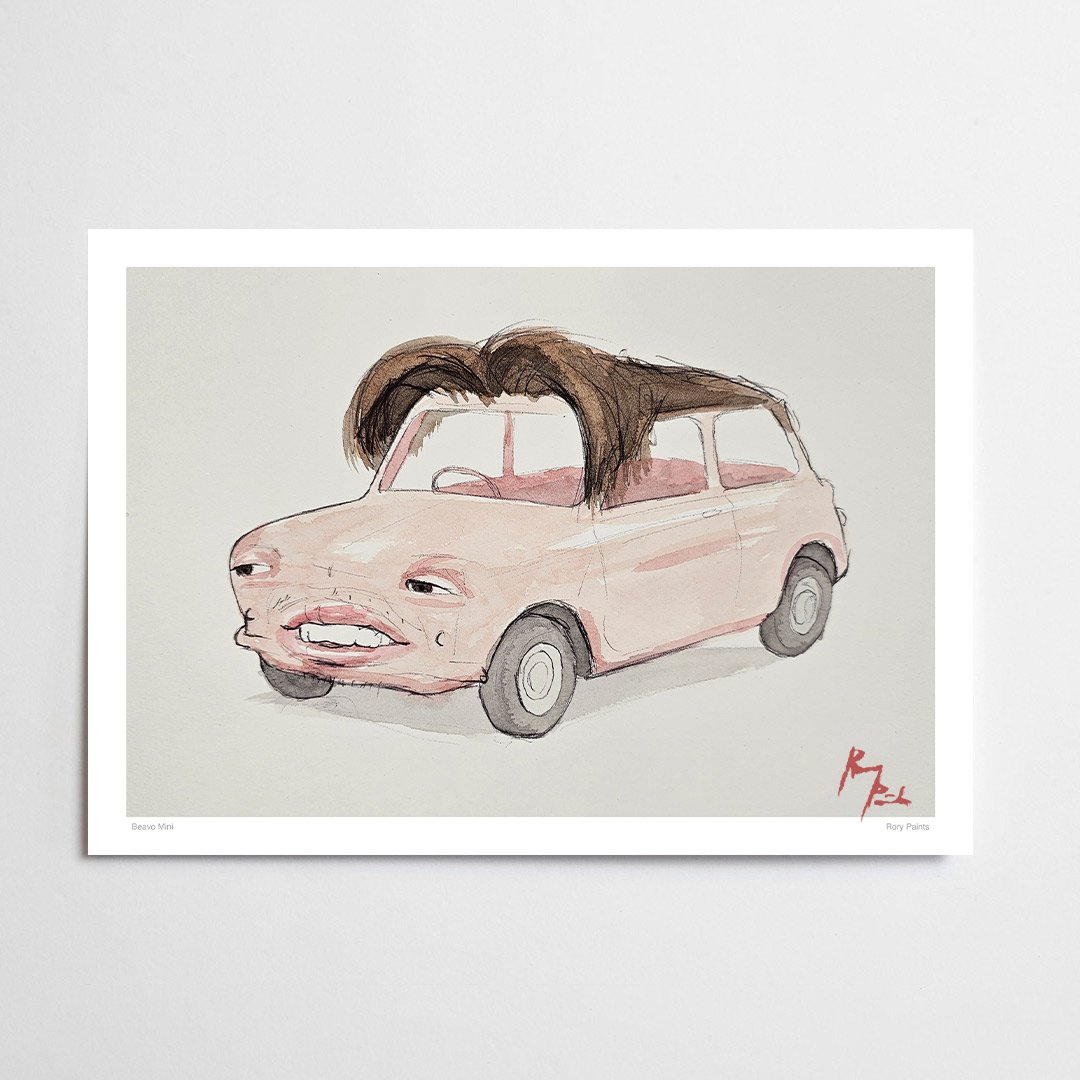 Beavo Mini Cooper Car signed print | Rory Paints