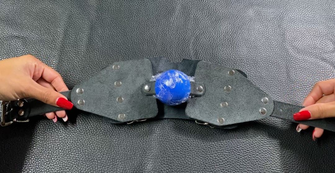 Leather Panel Ball Gag with Buckles (Bishop Style) | Part Time Leather