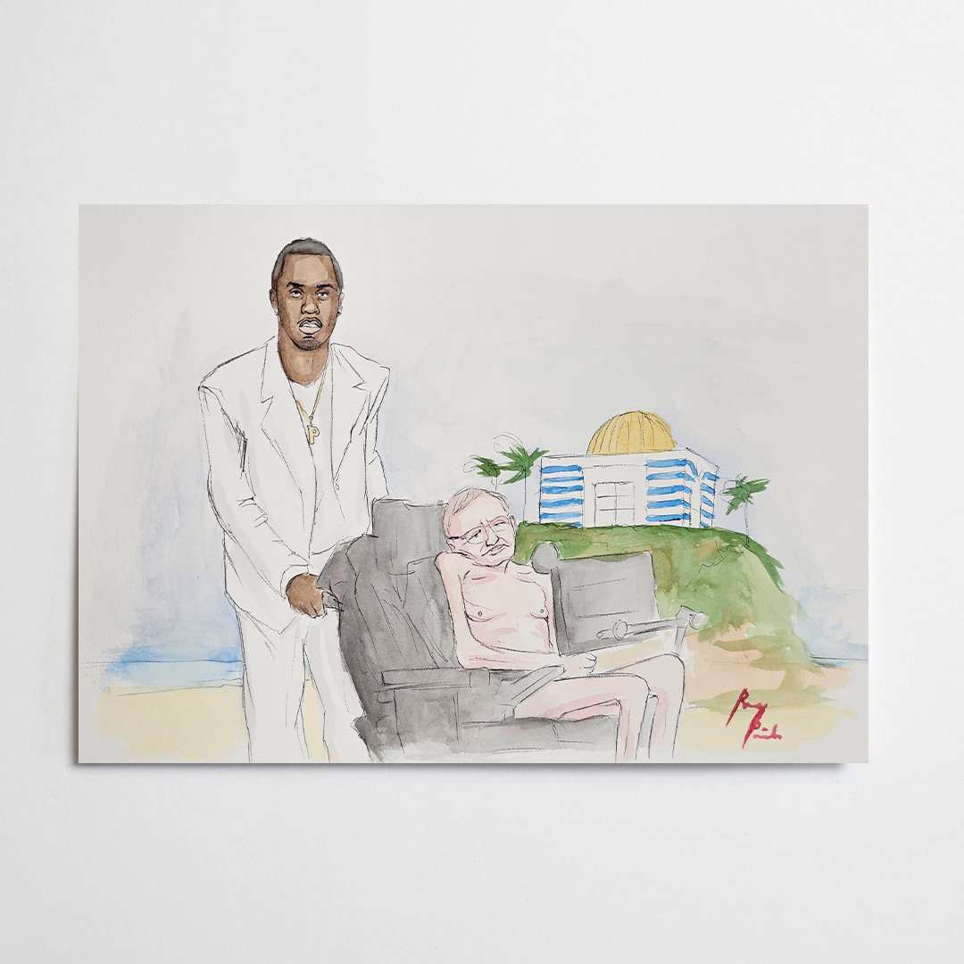 P Diddy with Stephen Hawking (original painting) | Rory Paints