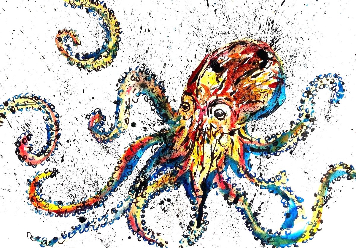Octopus Drawing Zaworski Art NEW Art! My Ocean Line Octopus Is Fit!
