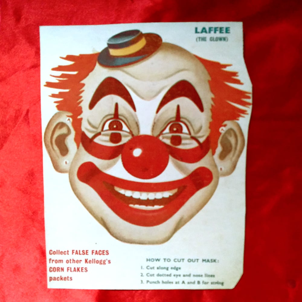 Laffee (The Clown) - Kelloggs Corn Flakes False Faces mask (1953 ...