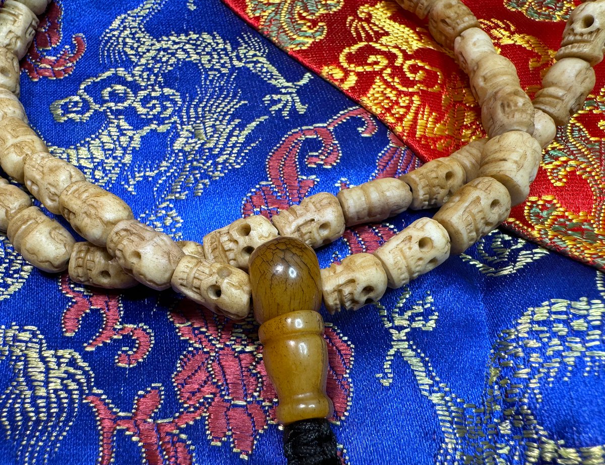 54 Bead - Yak Bone Skull Carved Citipati Mala - Yak Bone Guru Bead ...